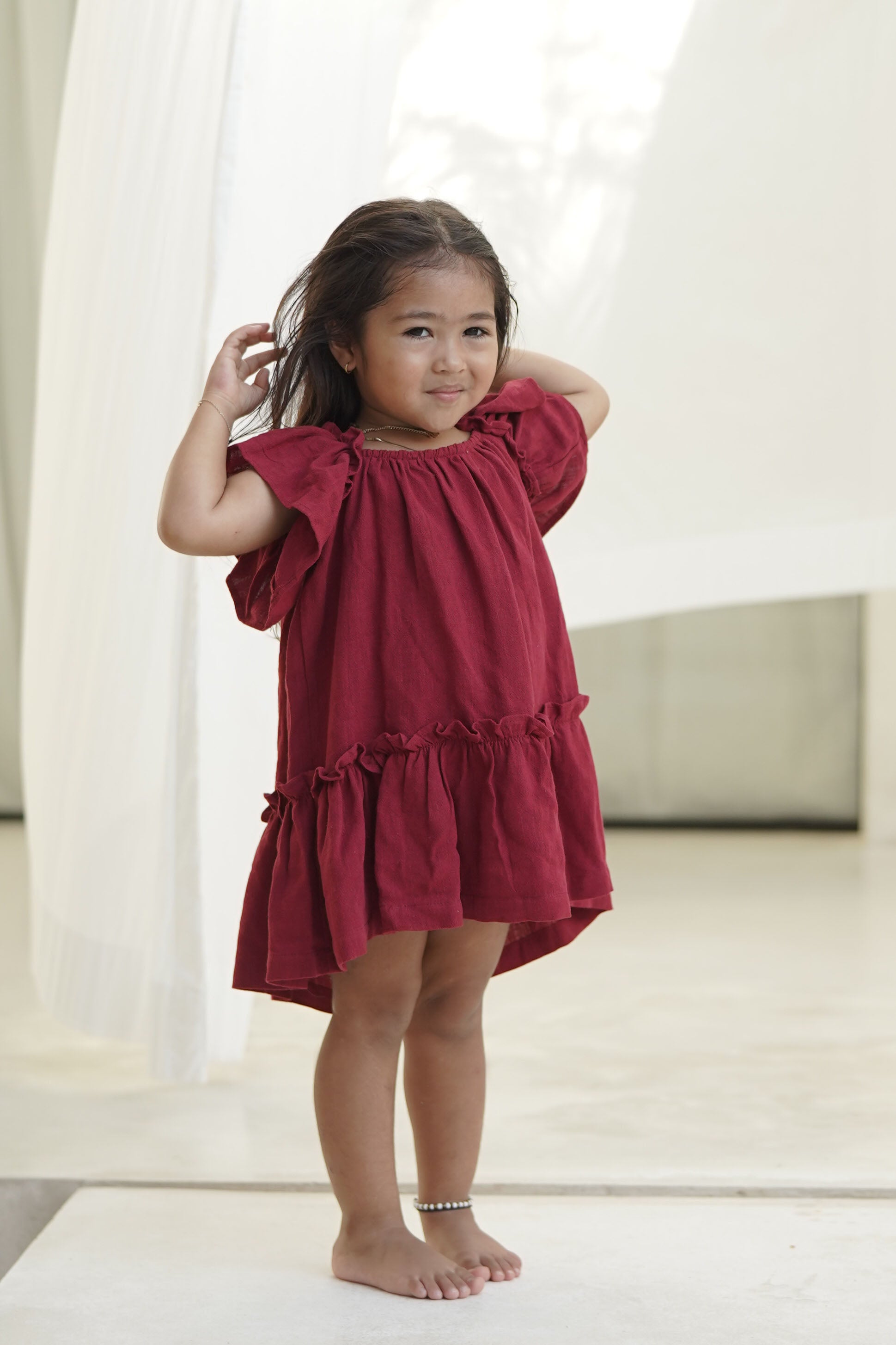 MINI JAIME LINEN DRESS (Ruby) – FLOAT SWIMWEAR
