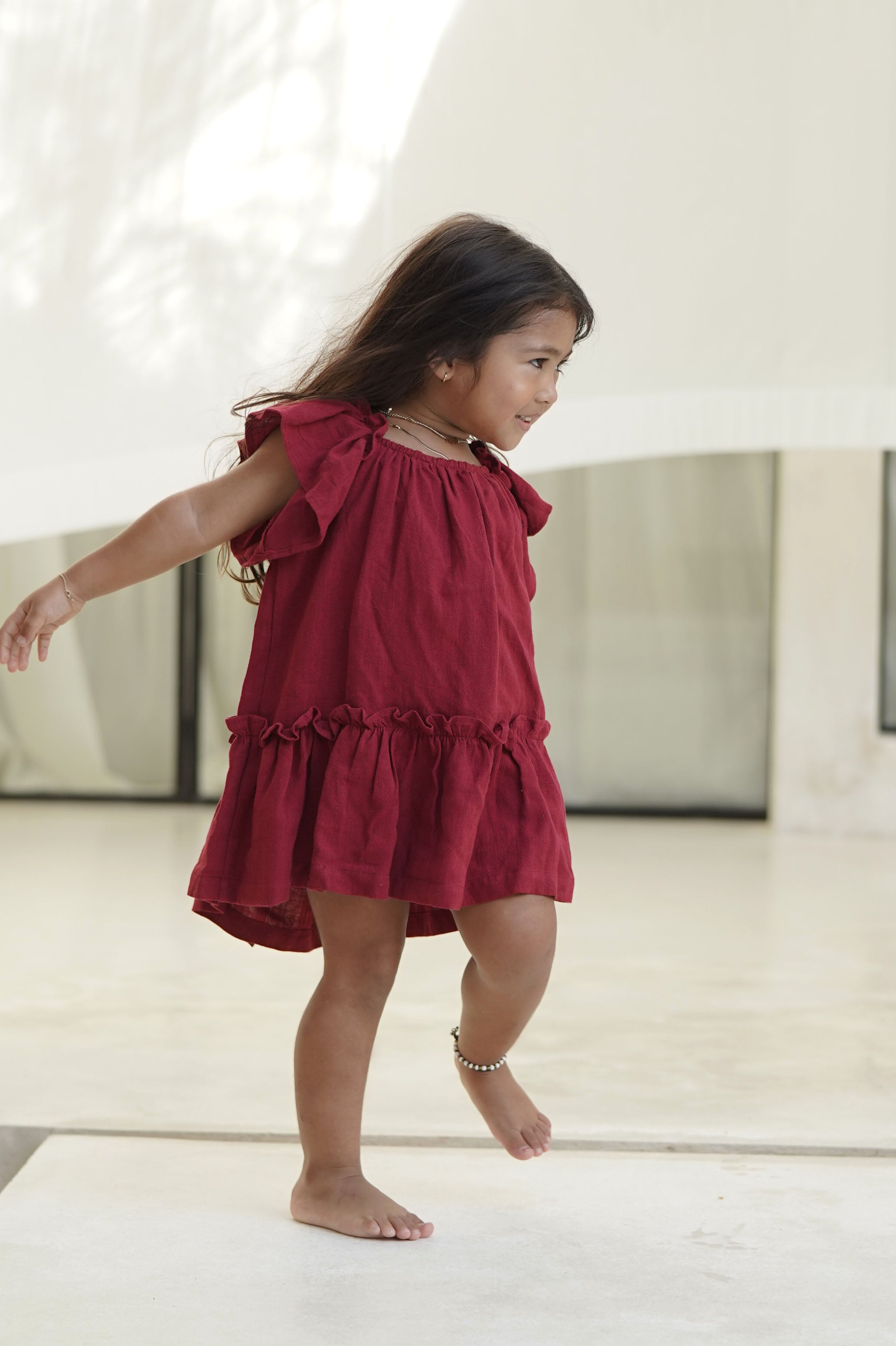 MINI JAIME LINEN DRESS (Ruby) – FLOAT SWIMWEAR